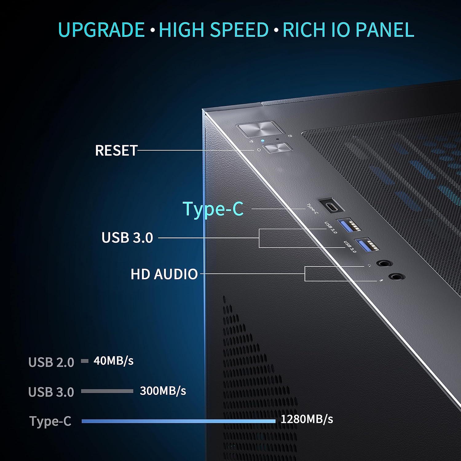 MUSETEX PC CASE ATX 6 PWM ARGB Fans Pre-Installed – Specifications ...