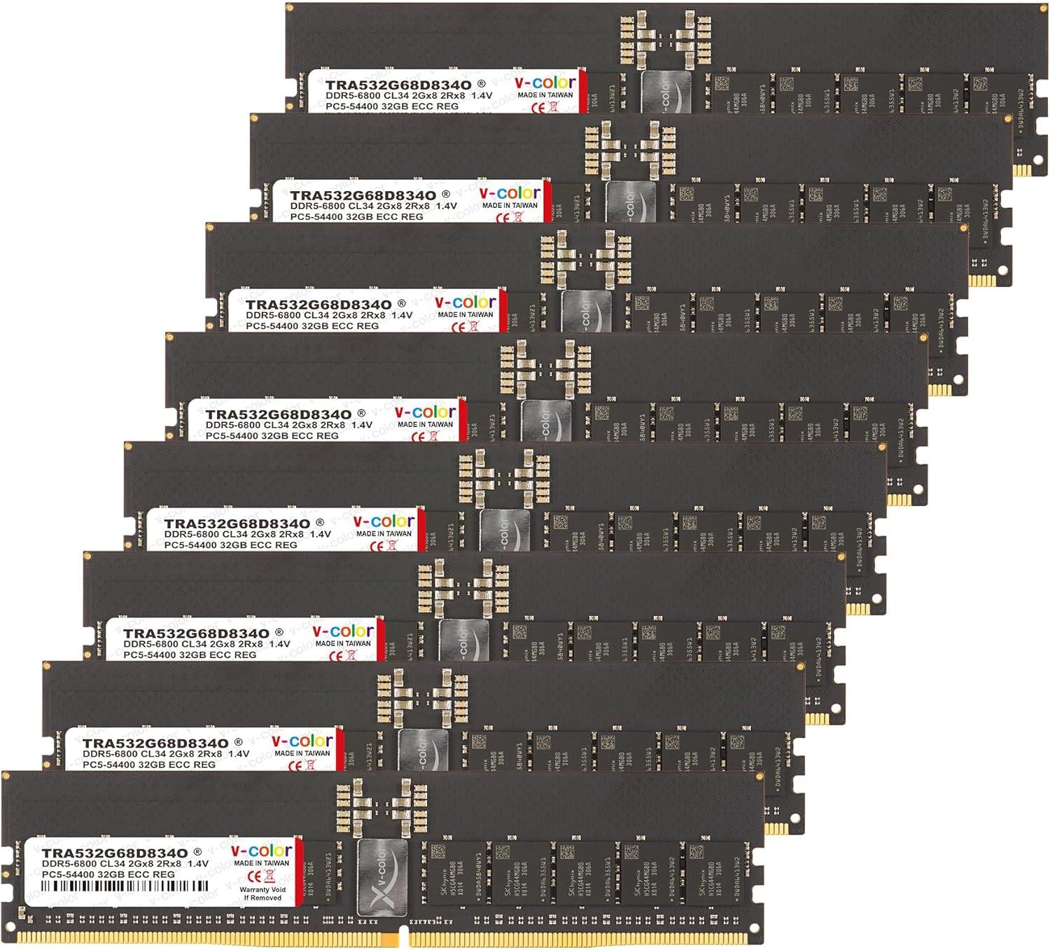 V-Color DDR5 128GB (16GBx8) 6800MHz CL34 2Gx8 1Rx8 OC R-DIMM ...